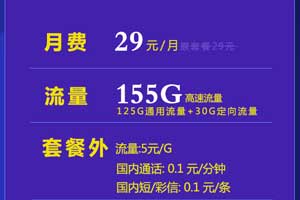 电信通用专属流量卡_电信小烧烤卡29元155G（20年套餐 ） - 电销之家